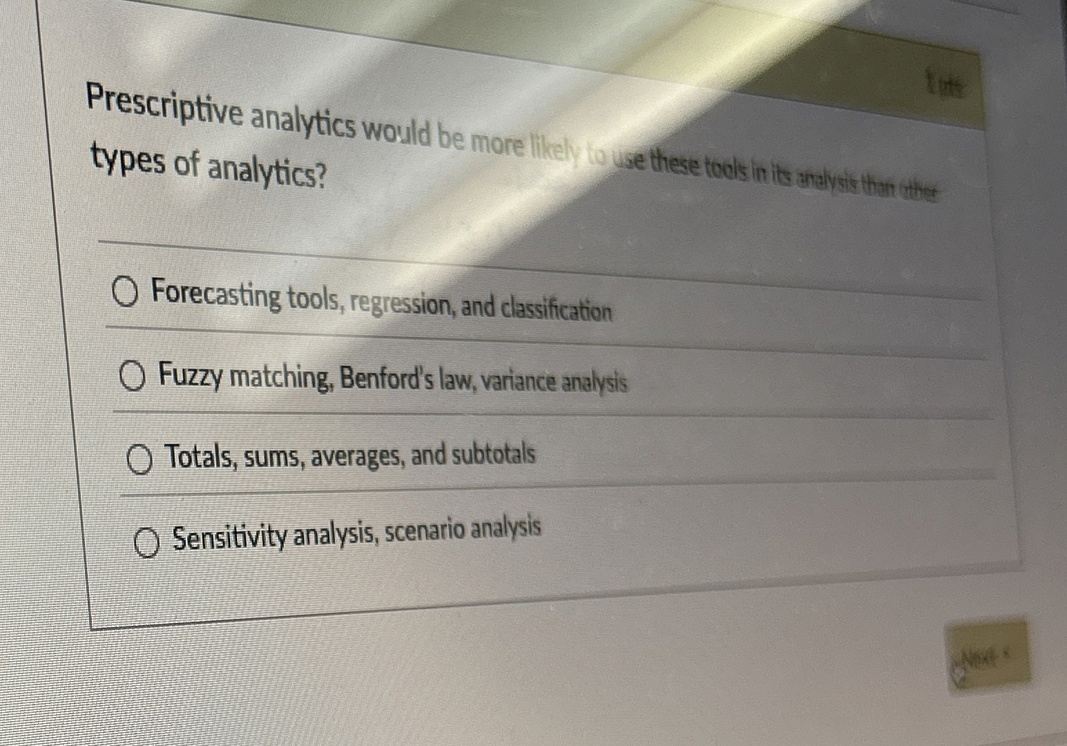 Solved Prescriptive analytics would be more likely to we | Chegg.com