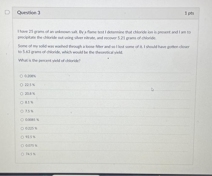Solved I have 25 grams of an unknown salt. By a flame test I | Chegg.com