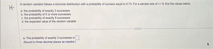 Solved A random variable follows a binomial distribution | Chegg.com