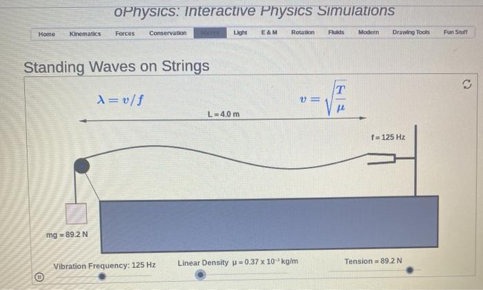 Solved 1. Open the Standing Wave Simulator Attached 2. Set | Chegg.com