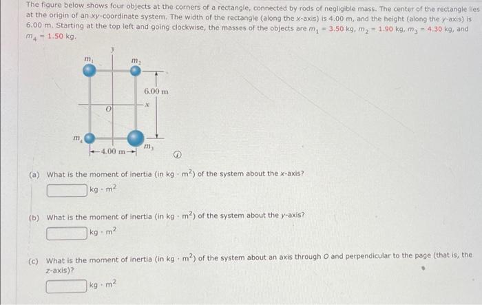 Solved The figure below shows four objects at the corners of | Chegg.com