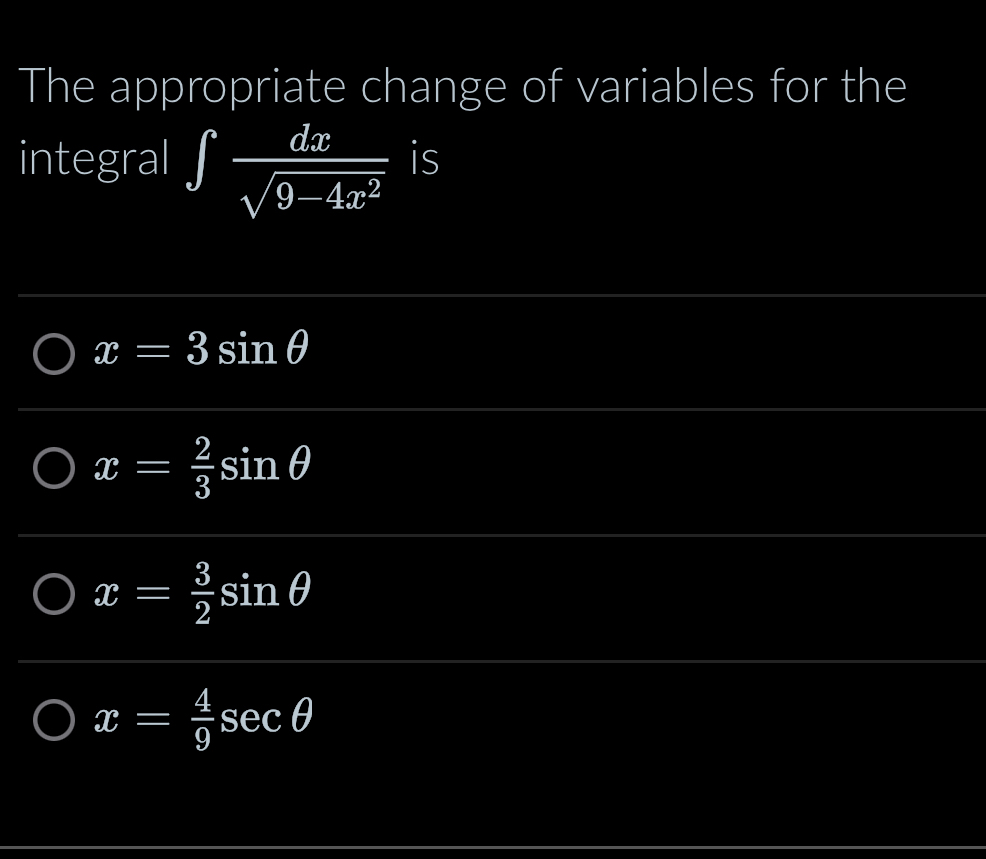 Solved The appropriate change of variables for the integral | Chegg.com