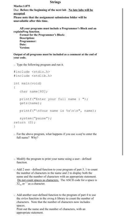 Solved Due: Before the beginning of the next lab. No late | Chegg.com