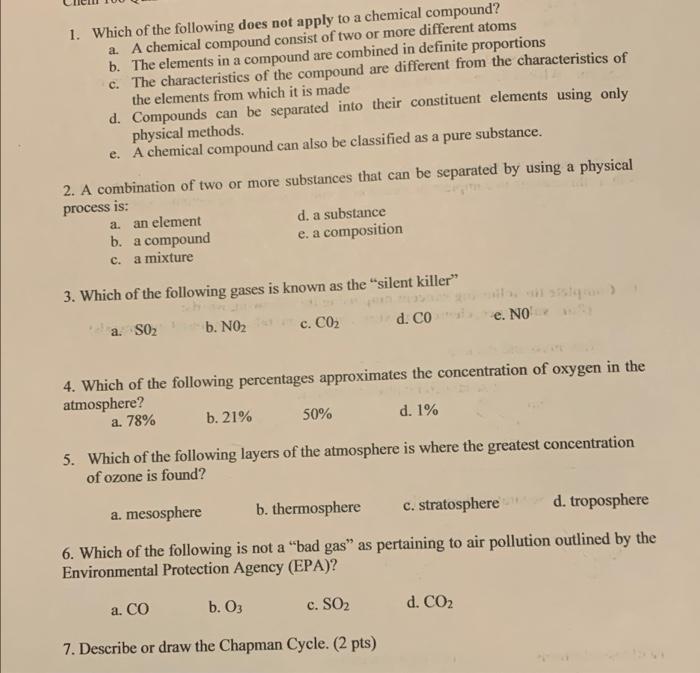 Solved 1. Which of the following does not apply to a | Chegg.com