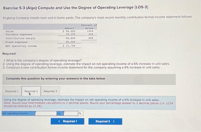 Solved Exercise 5-3 (Algo) Compute and Use the Degree of | Chegg.com