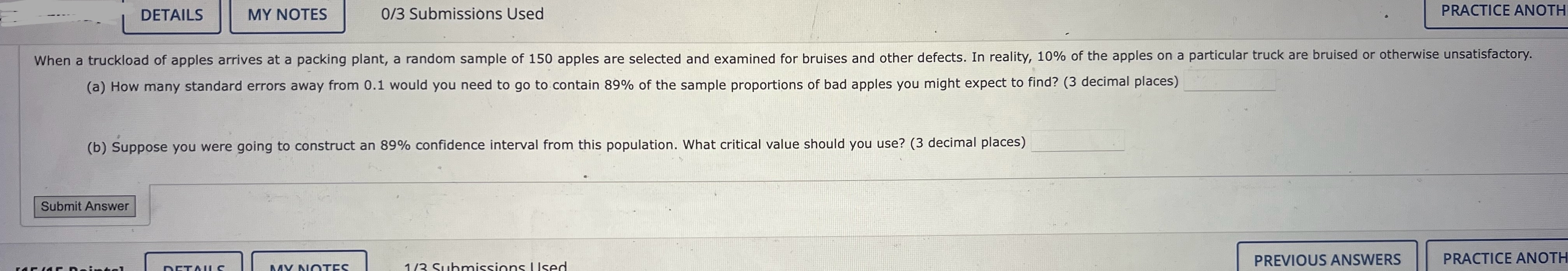 Solved 0/3 ﻿Submissions Used(a) ﻿How many standard errors | Chegg.com