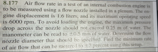 Solved 8.177 ﻿Air flow rate in a test of an internal | Chegg.com