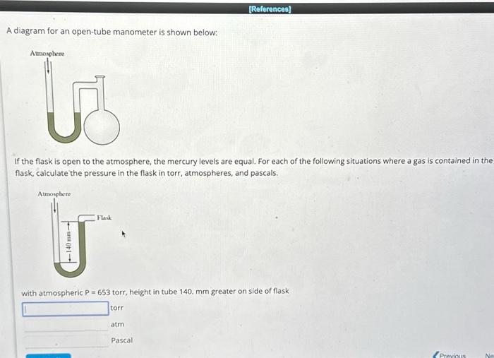 Solved A diagram for an open-tube manometer is shown below: | Chegg.com
