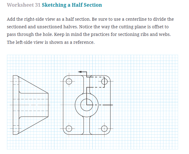 Solved Worksheet 31 ﻿Sketching a Half SectionAdd the | Chegg.com