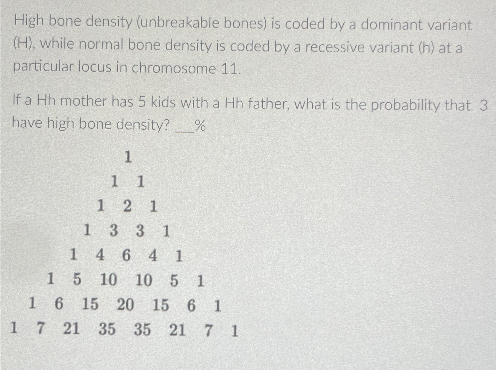 Solved High bone density (unbreakable bones) ﻿is coded by a | Chegg.com
