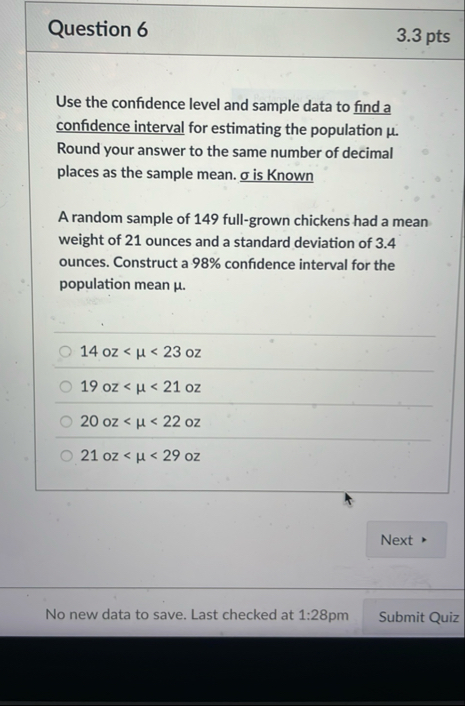 Solved Question 63.3 ﻿ptsUse the confidence level and sample | Chegg.com