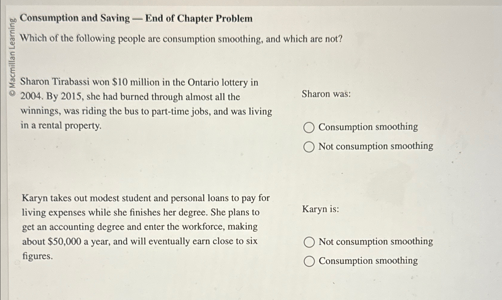 Solved Consumption and Saving - ﻿End of Chapter ProblemWhich | Chegg.com