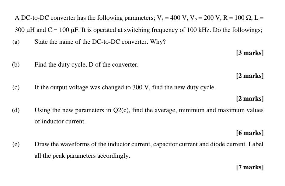 Solved A DC-to-DC converter has the following parameters; | Chegg.com