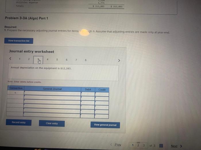 Solved Required information Problem 3-3A (Algo) Preparing | Chegg.com