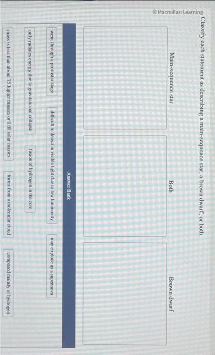 Solved Classify each statement as describing a main-sequence | Chegg.com