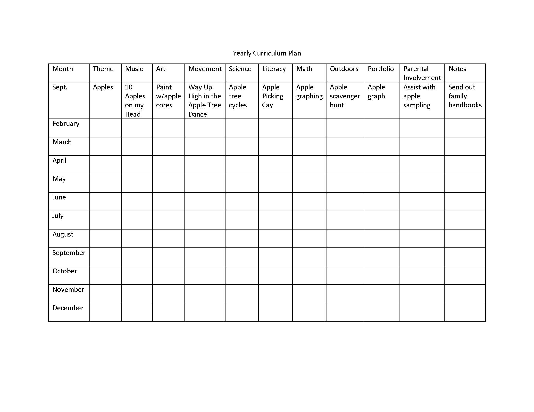 how to create a Prek yearly lesson plan using format | Chegg.com