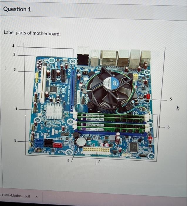 Solved Label parts of motherboard: Match each correct item | Chegg.com