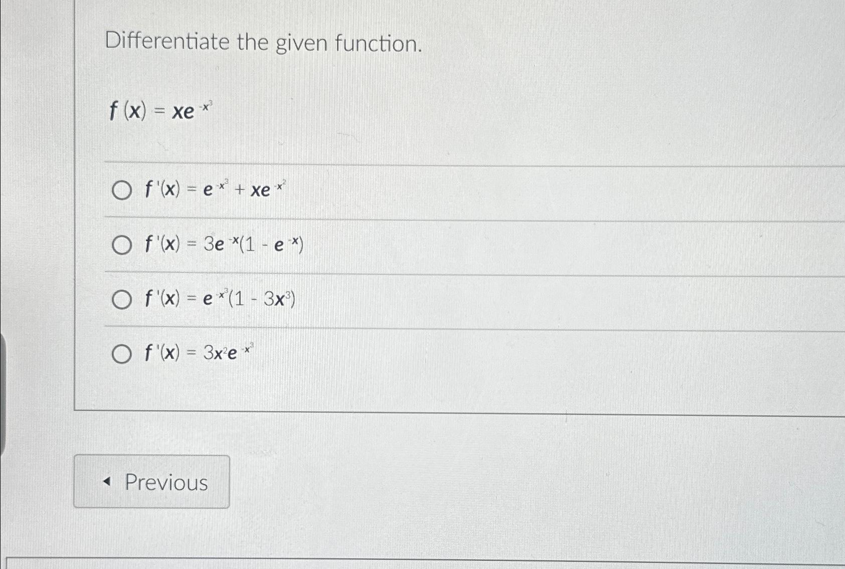 Solved Differentiate the given | Chegg.com