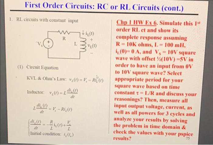 Solved 1. RL circuits with constant input Chp 1 HW Ex 6. | Chegg.com
