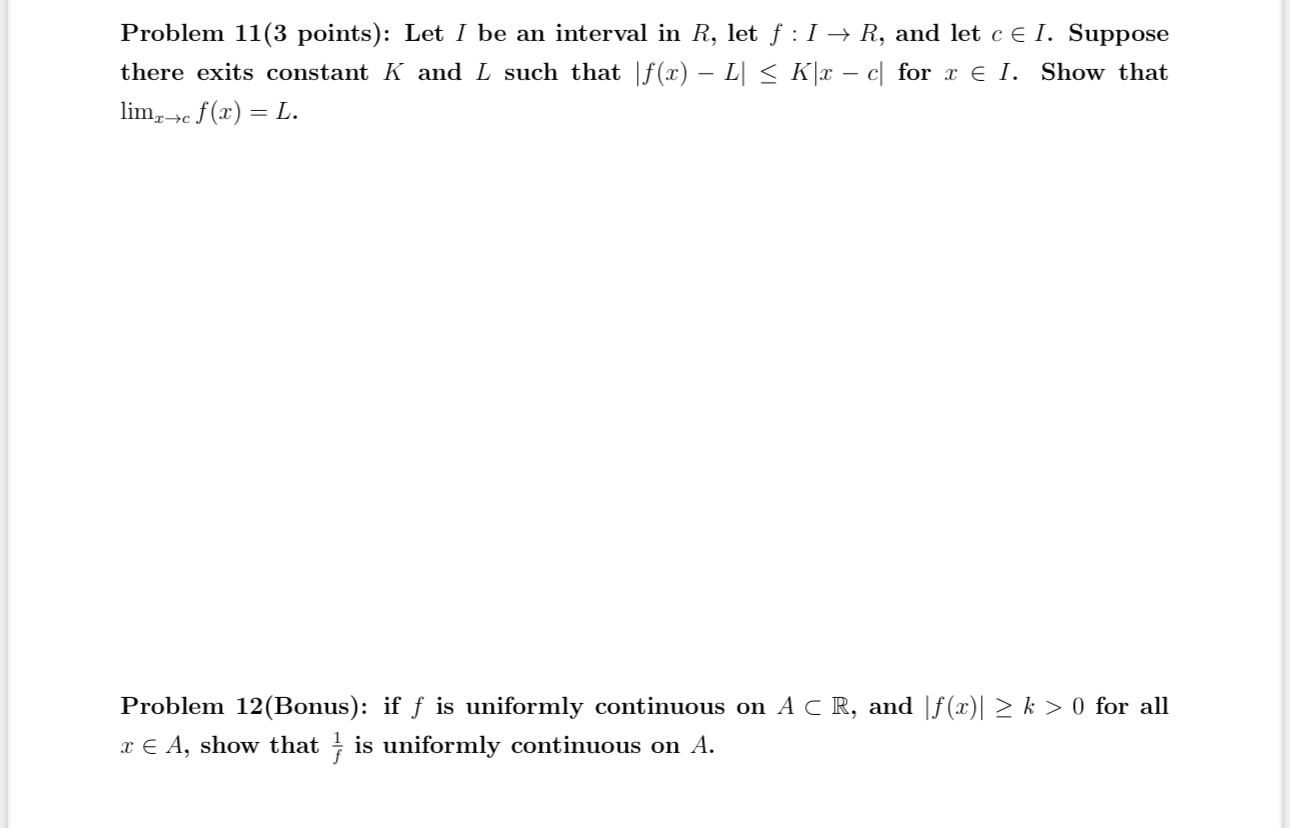 Solved Problem 11(3 points): Let I be an interval in R, | Chegg.com Solved Problem 11(3 points): Let I be an interval in R, | Chegg.com