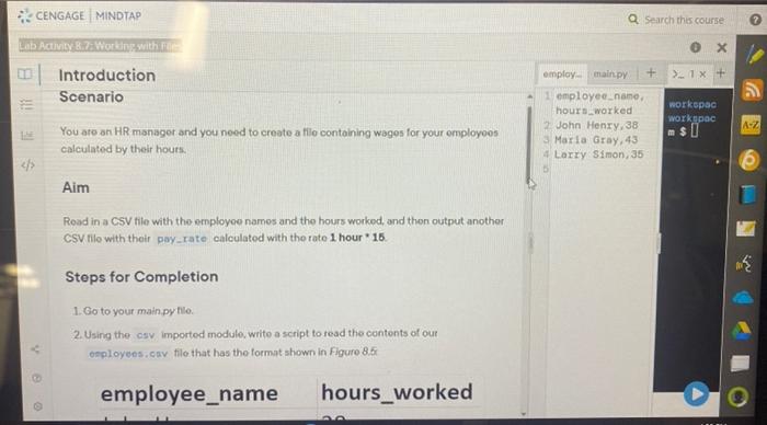 Solved Scenario You are an HR managot and you need to create | Chegg.com