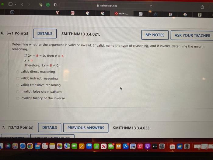 Solved Determine whether the argument is valid or invalid. | Chegg.com