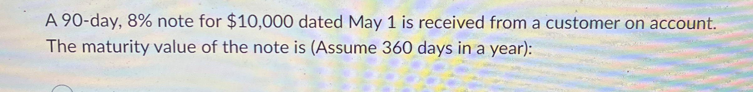 Solved A note receivable due in 90 ﻿days is listed on the | Chegg.com