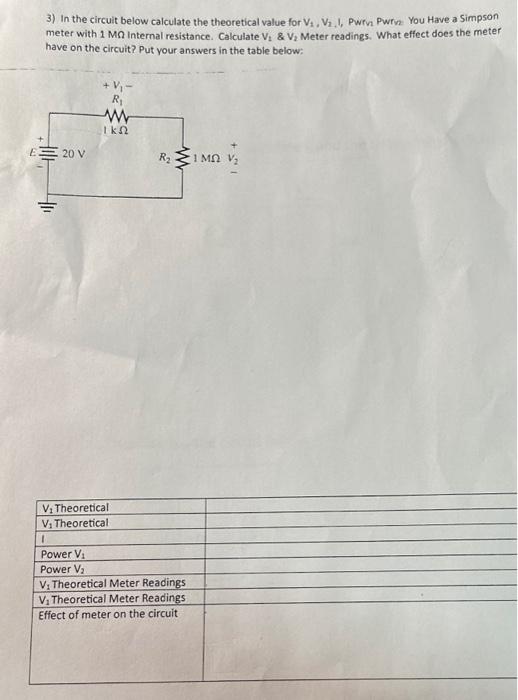 Solved 3) In the circuit below calculate the theoretical | Chegg.com