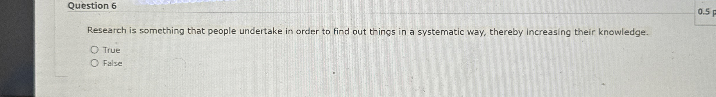 Solved Question 6Research is something that people undertake | Chegg.com