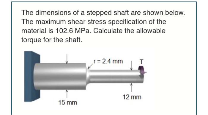 Solved The dimensions of a stepped shaft are shown below. | Chegg.com
