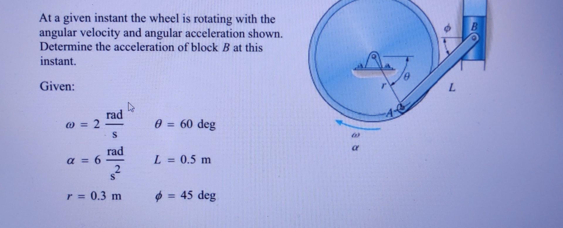 Solved At a given instant the wheel is rotating with the | Chegg.com