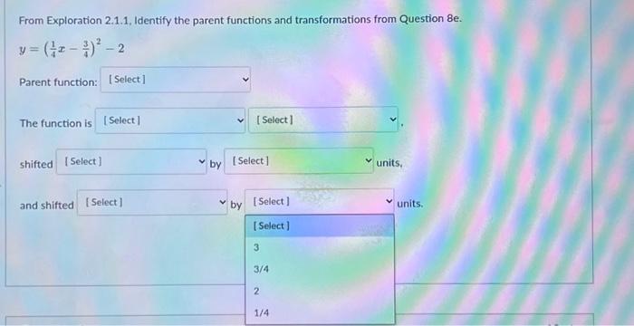 Solved From Exploration 2.1.1, Identify the parent functions | Chegg.com