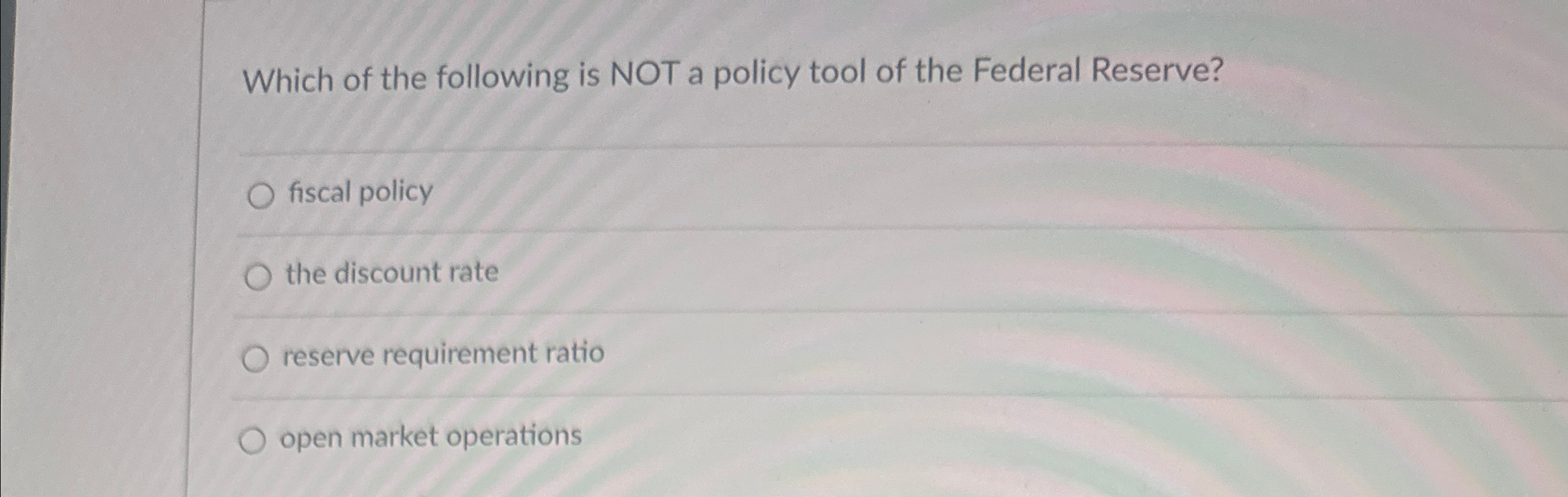 Solved Which of the following is NOT a policy tool of the | Chegg.com