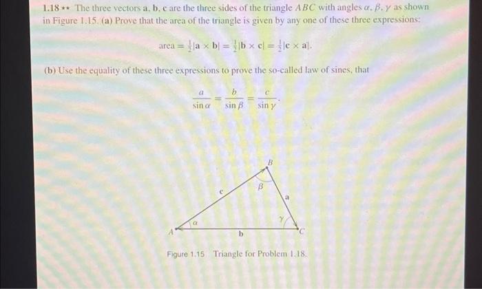 Solved 1.18∗∗ The three vectors a,b,c are the three sides of | Chegg.com