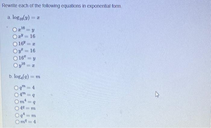 Solved Rewrite each of the following equations in | Chegg.com