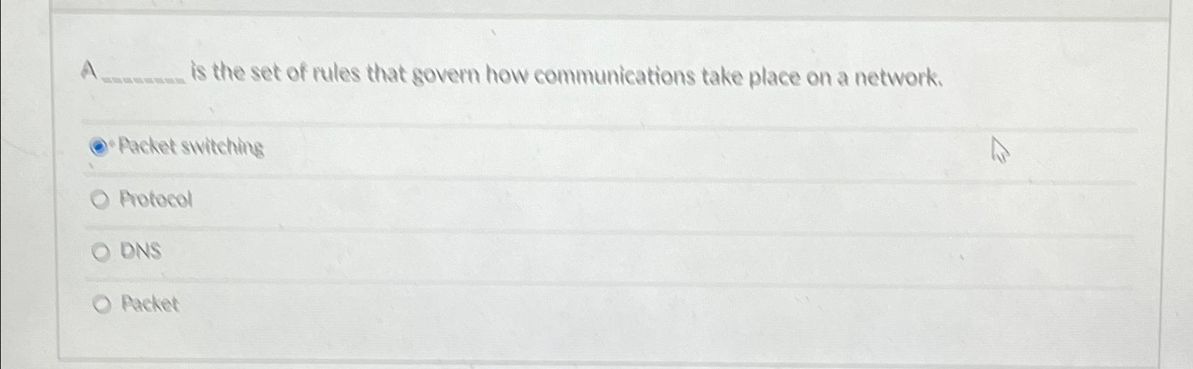 Solved A is the set of rules that govern how communications | Chegg.com