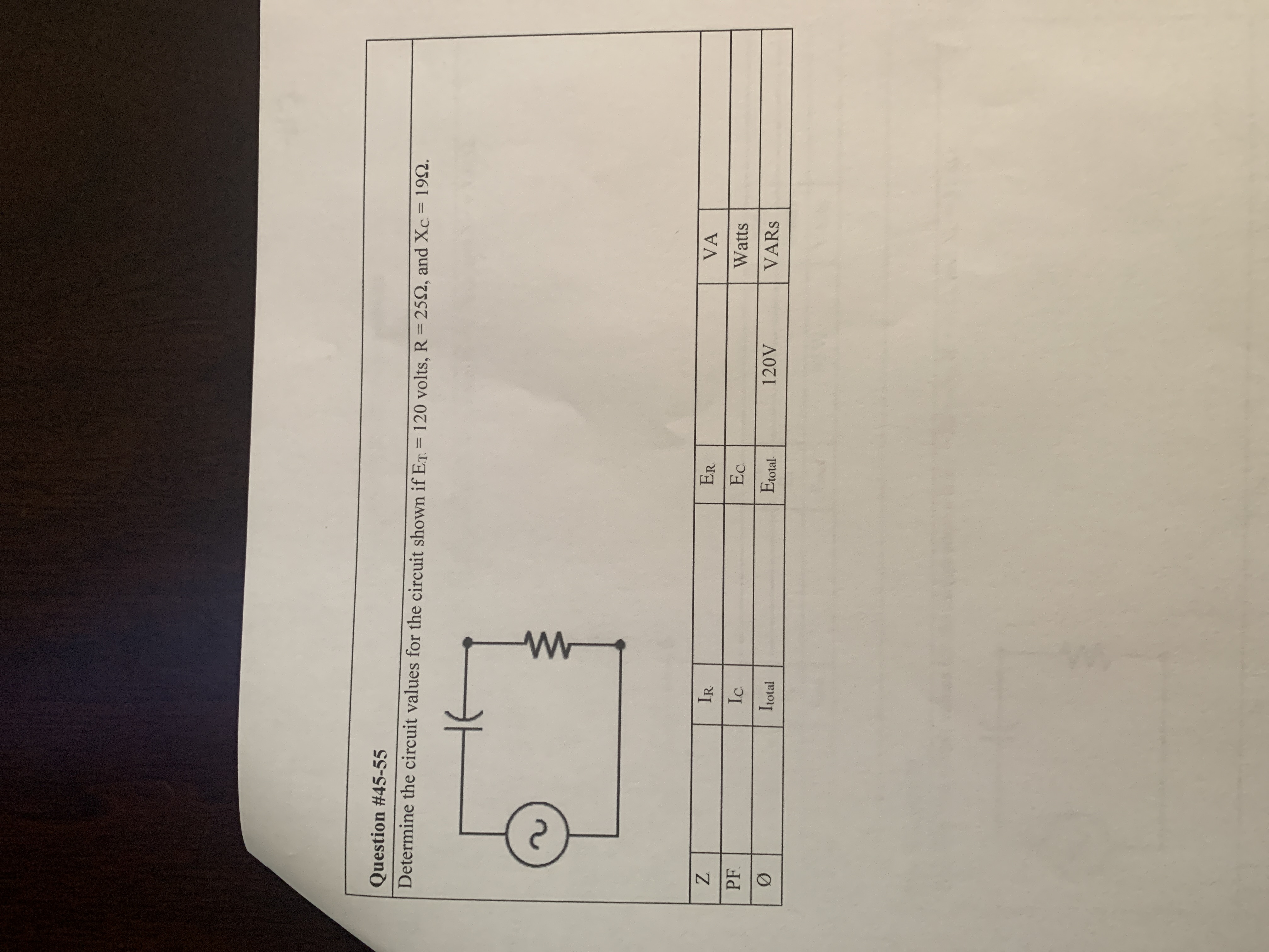 Solved Question #45-55Determine the circuit values for the | Chegg.com