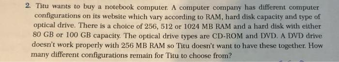 Solved 2. Titu wants to buy a notebook computer. A computer | Chegg.com