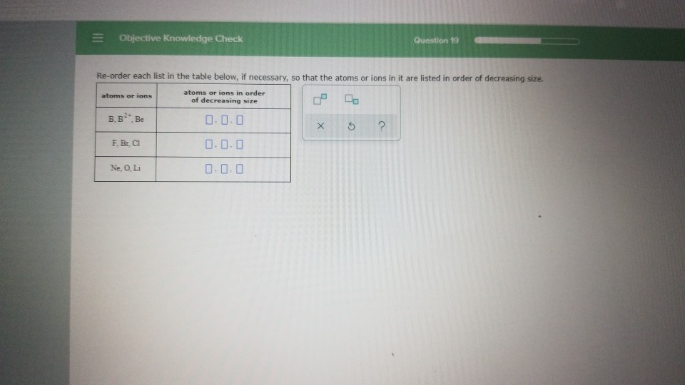 Solved = Objective Knowledge Check Question 19 Re-order each | Chegg.com