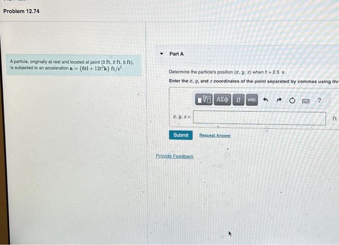 Solved A particle, originally at rest and located at point | Chegg.com