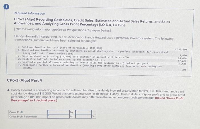 Solved Required informotion CP6.3 (Algo) Recording Cash | Chegg.com