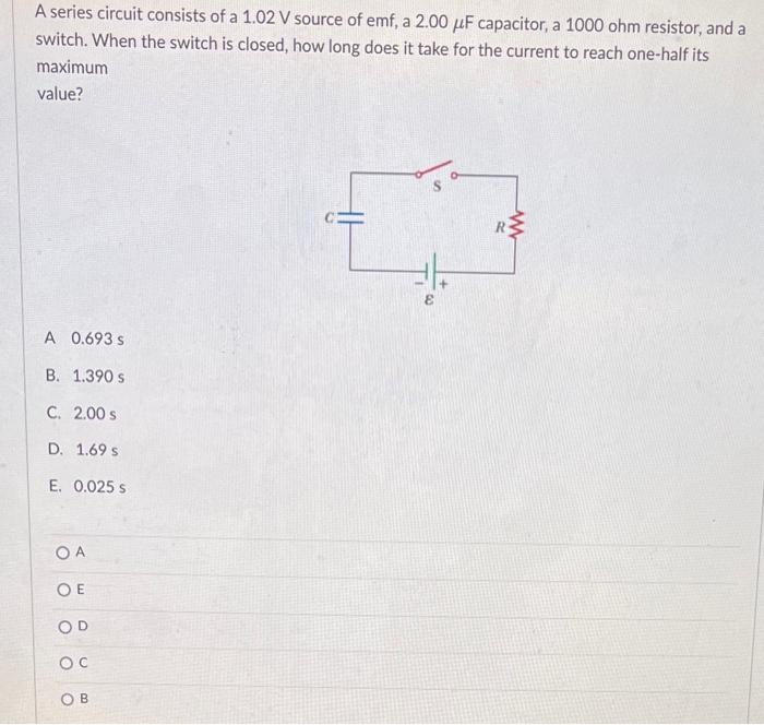 Solved A series circuit consists of a 1.02 V source of emf, | Chegg.com