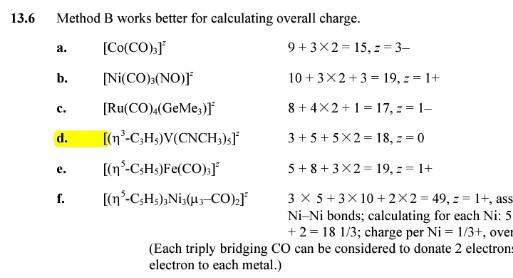 Solved For 13.6 d). why does the CNCH3 ligand contributes 2 | Chegg.com