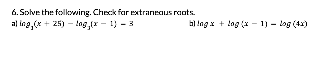 Solved Solve the following. Check for extraneous roots.a | Chegg.com