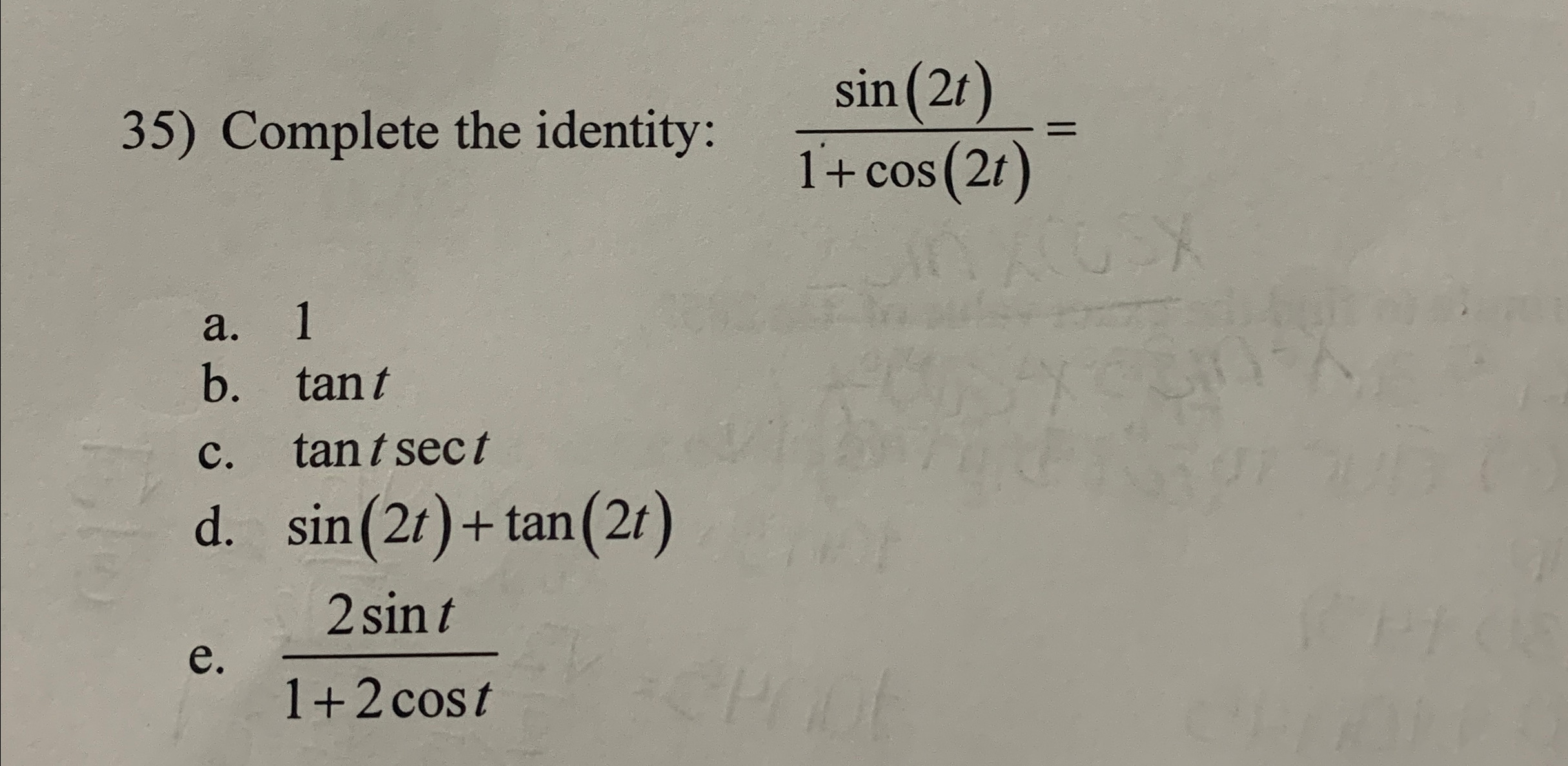 Solved Complete the identity: | Chegg.com
