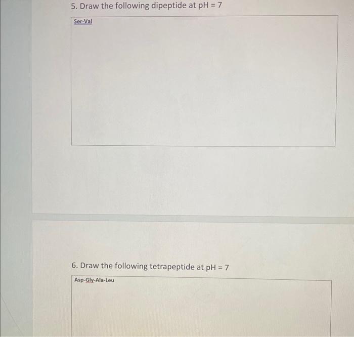 Solved 5. Draw the following dipeptide at pH=7 6. Draw the | Chegg.com