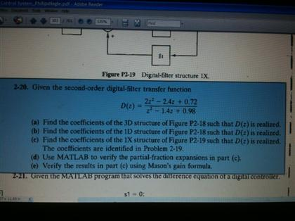Solved Given the second-order digital-filter transfer | Chegg.com