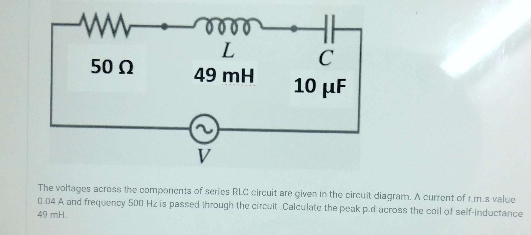 Solved The voltages across the components of series RLC | Chegg.com