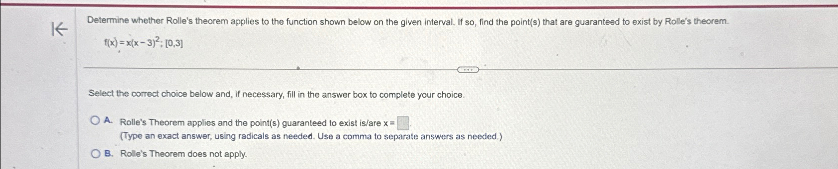 Solved Determine whether Rolle's theorem applies to the | Chegg.com