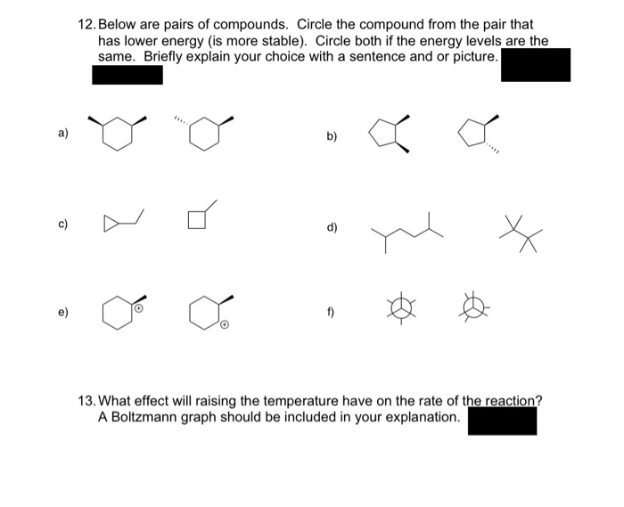 Solved 12. Below are pairs of compounds. Circle the compound | Chegg.com